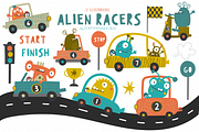 Alien racers clipart set, a Sport Illustration by Poppymoondesign