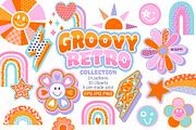 Groovy retro collection of stickers, an Object Illustration by Artlavi ...