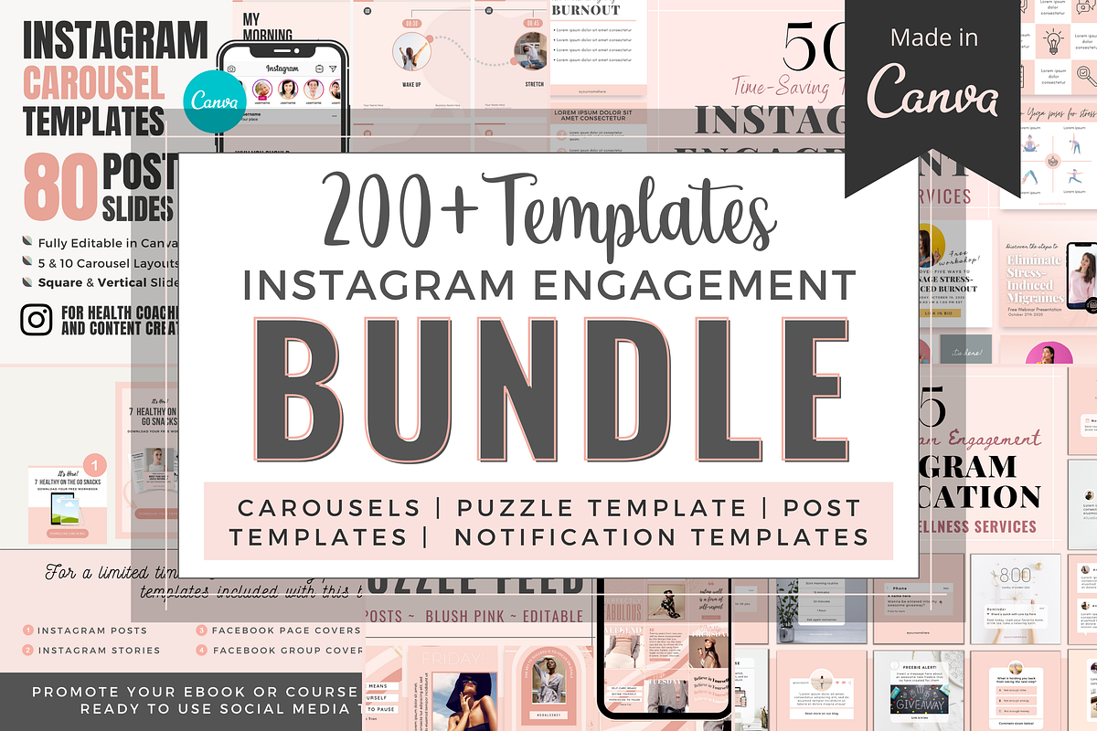 Instagram Template BUNDLE, a Social Media Template by Designs by Darowan