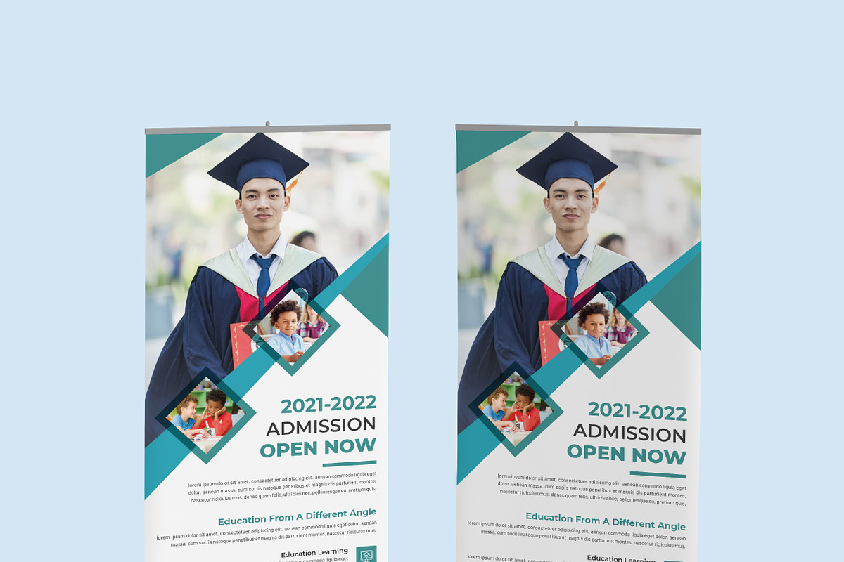 Kids School Admission Roll Up Banner, a Flyer Template by MRI STUDIO