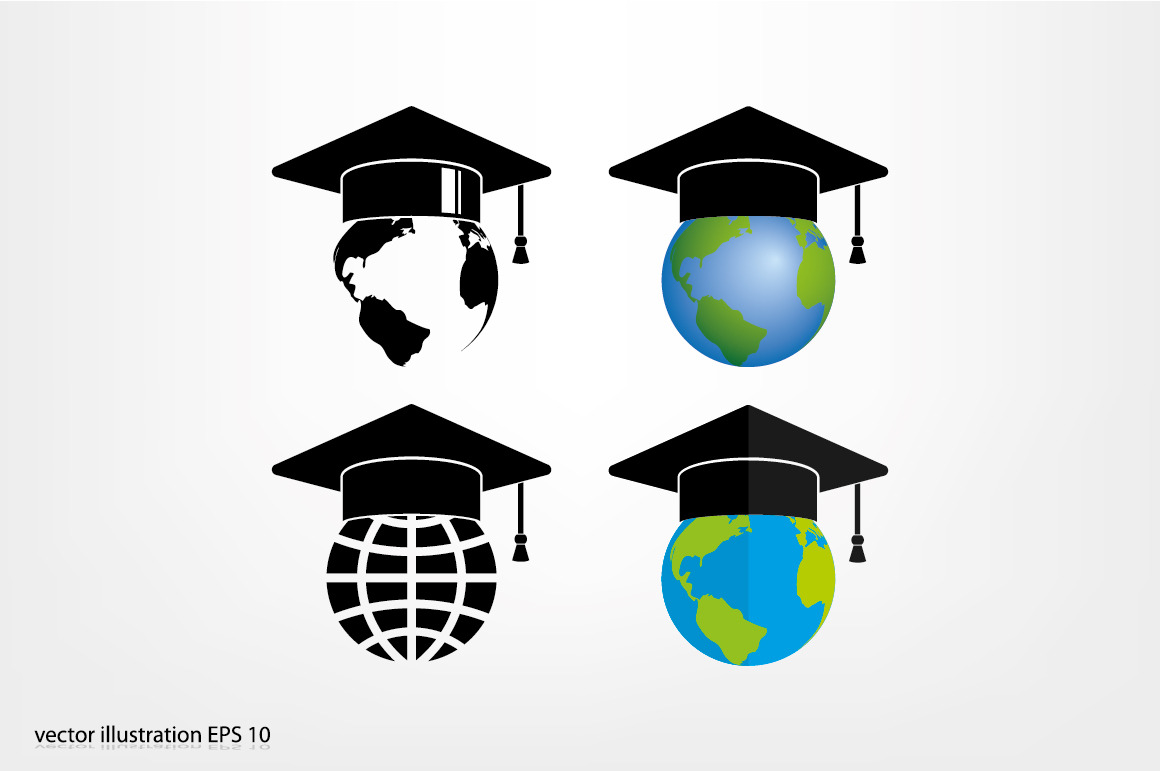 Graduation cap on globe, an Icon by 007NATALIIA