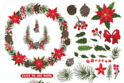 Christmas poinsettia Wreath,group2 | Invitation Templates ~ Creative Market
