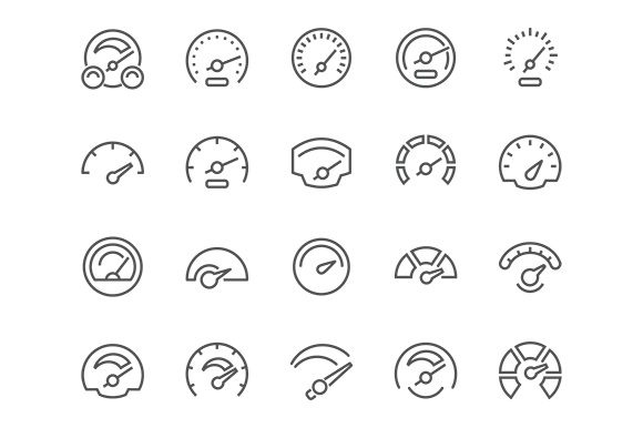 Line Speedometer Icons, an Outline Icon by Davooda