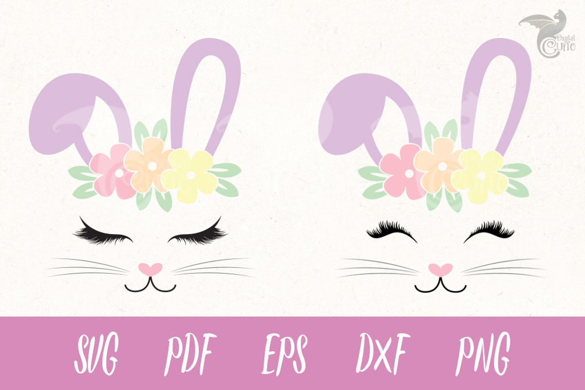 Bunny Face SVG and Cut Files, an Illustration by Digital Curio ...