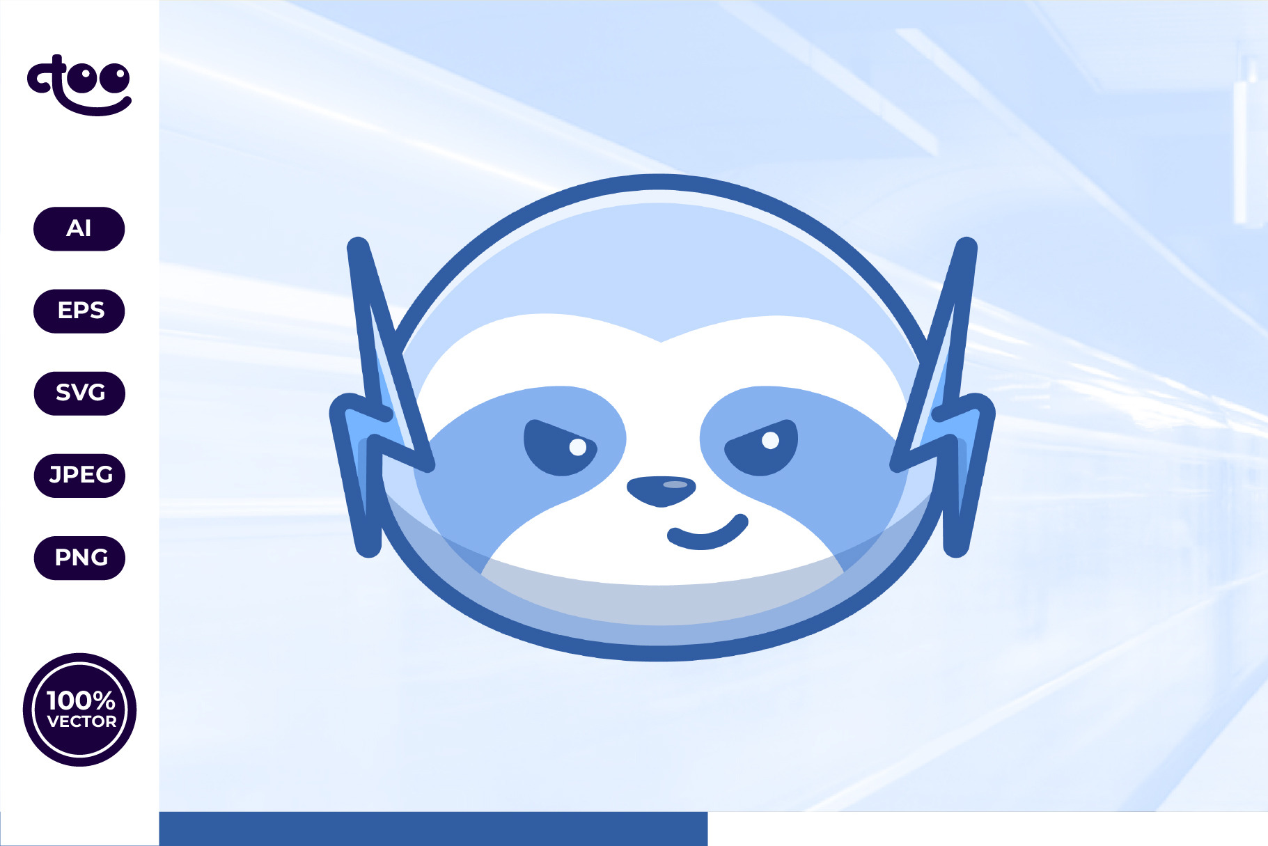 Cute flash sloth cartoon mascot logo