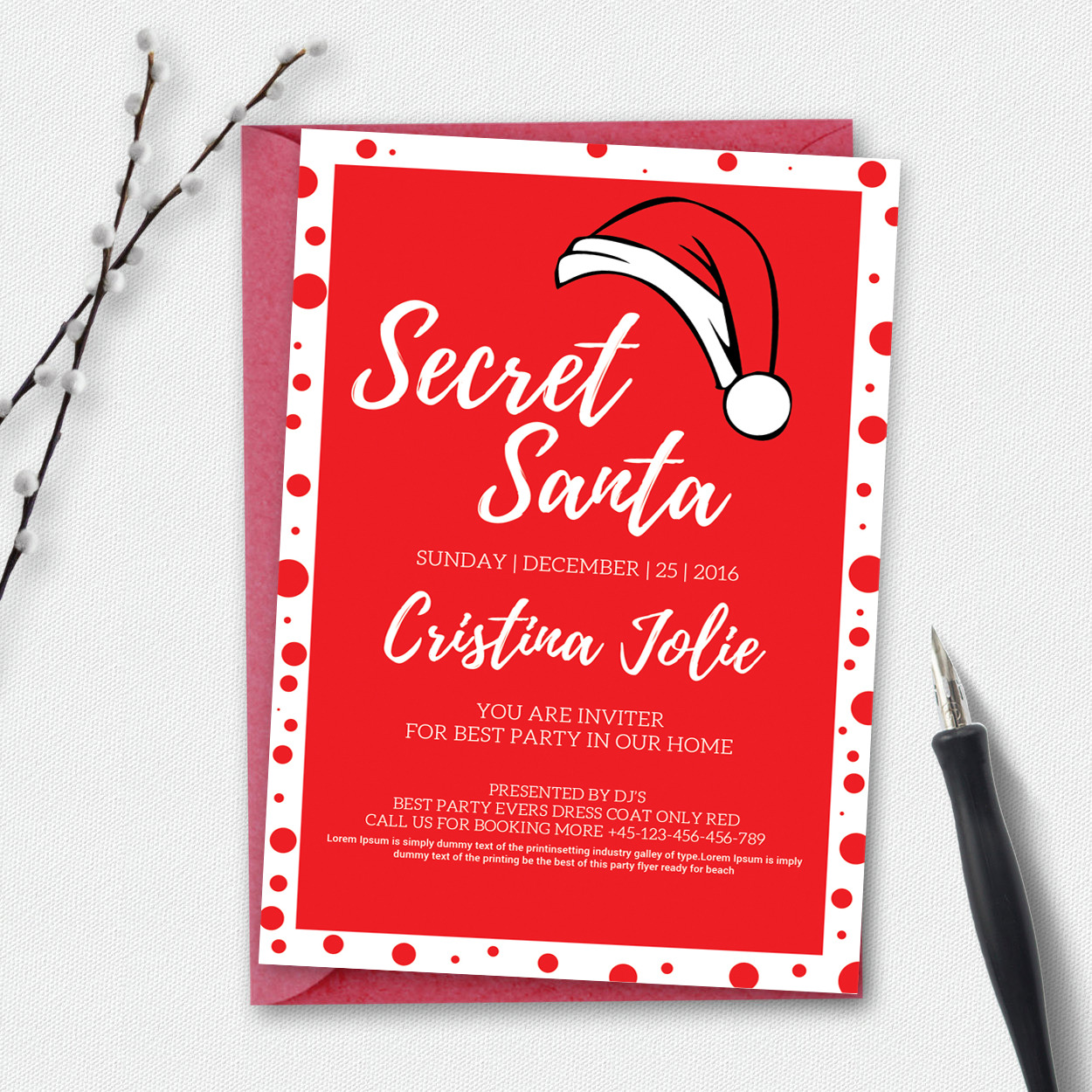 Secret Santa Holiday Bash Card, an Invitation Template by graphicforest