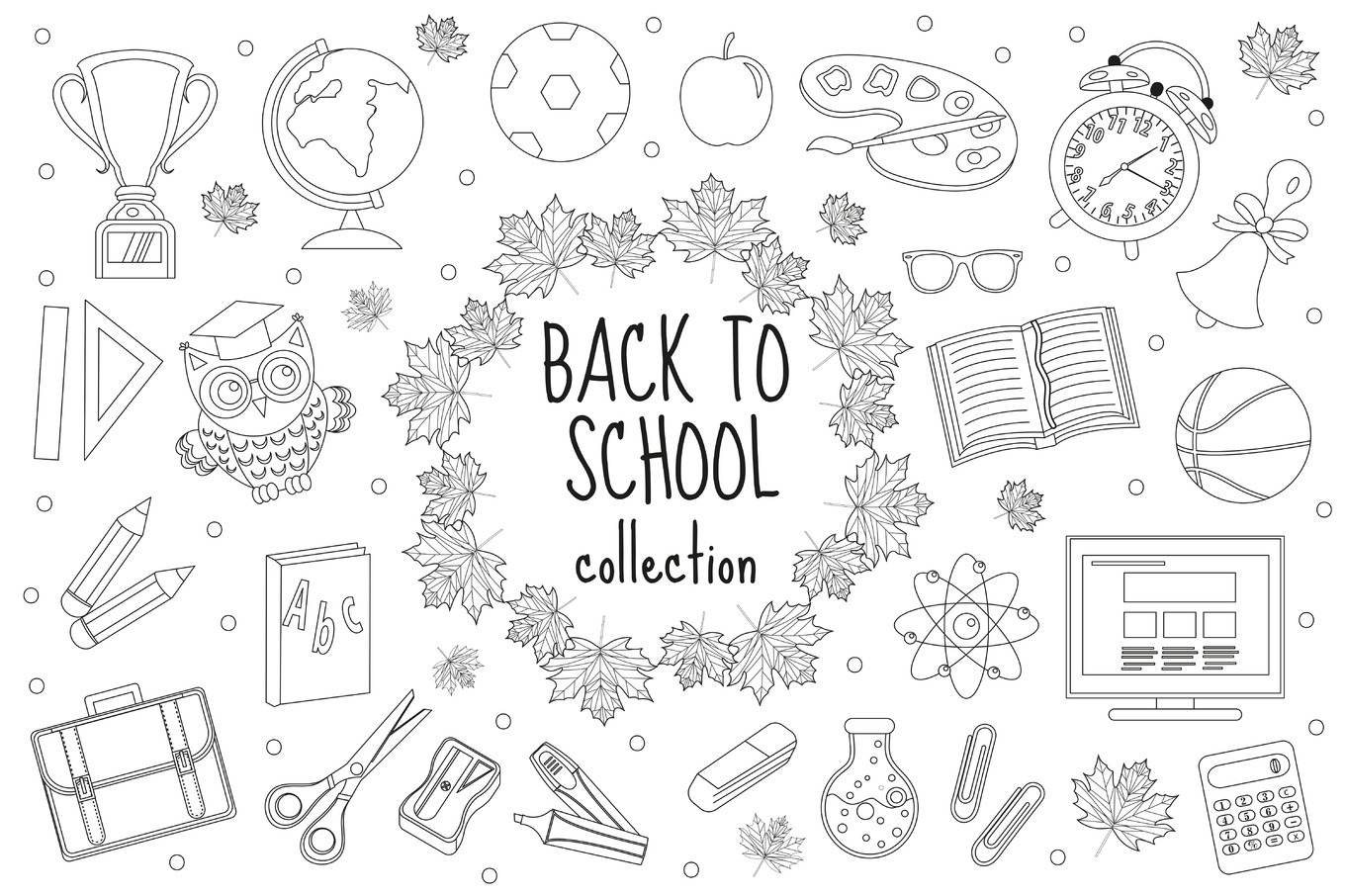 Back to school set of icons, line style. Education collection of doodle ...
