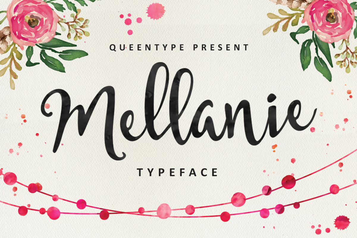 Mellanie Typeface, a Script Font by QueenType