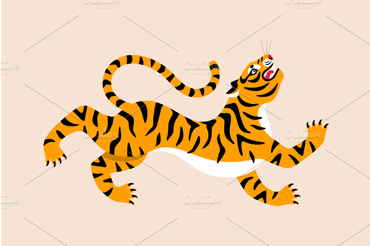 Angry tiger cartoon illustration, an Animal Illustration by kotoffei