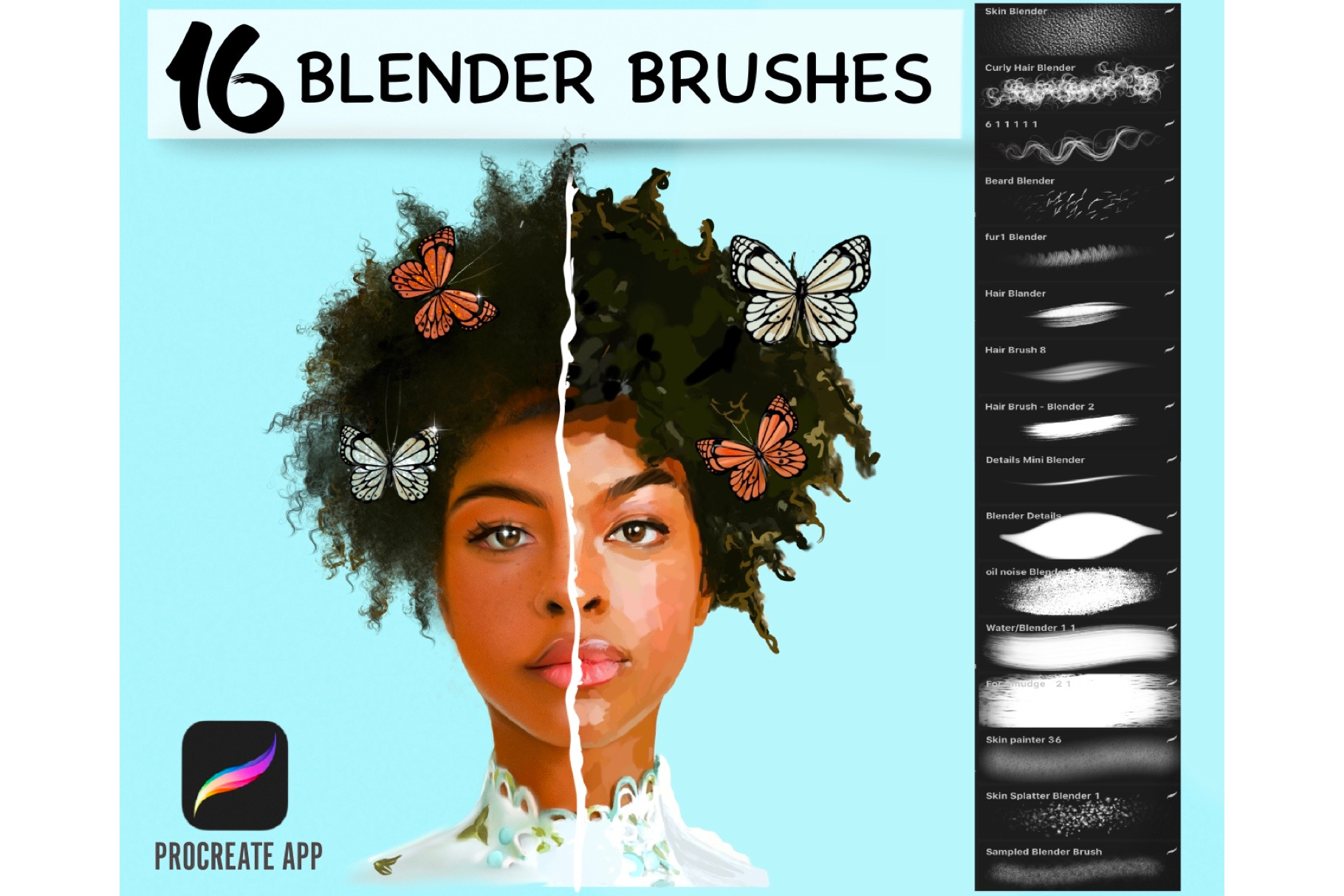 16 Blending Brushes for Procreate, a Brush Add-On by Lucrumplus