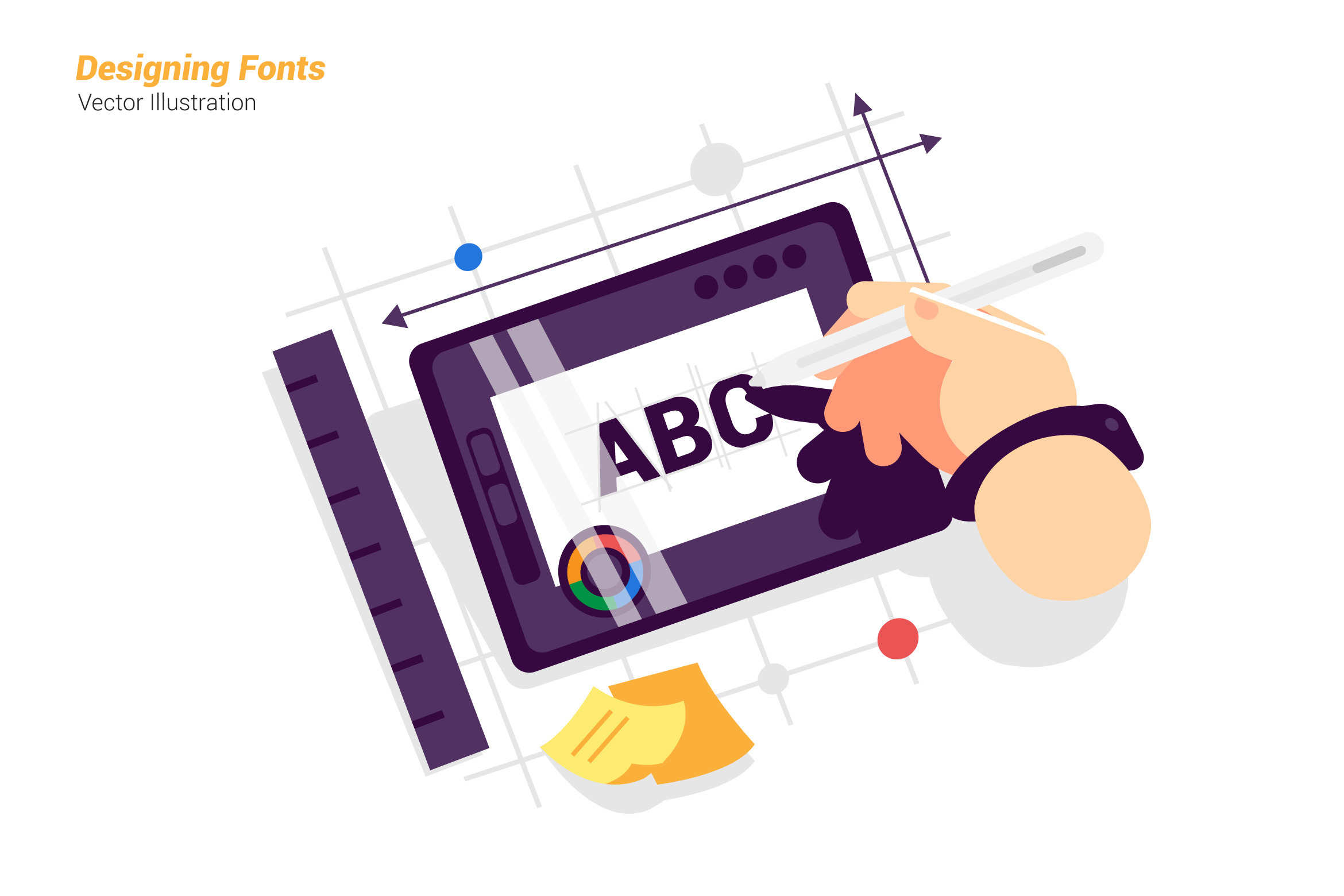 Designing Fonts -Vector Illustration | Illustrations ~ Creative Market