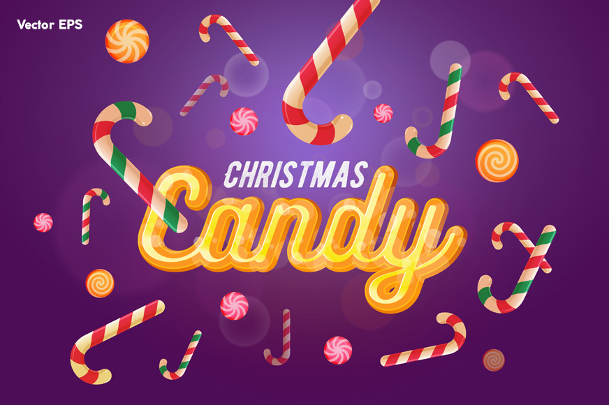 Christmas candy header and sweets, a Food Illustration by Di Bronzino