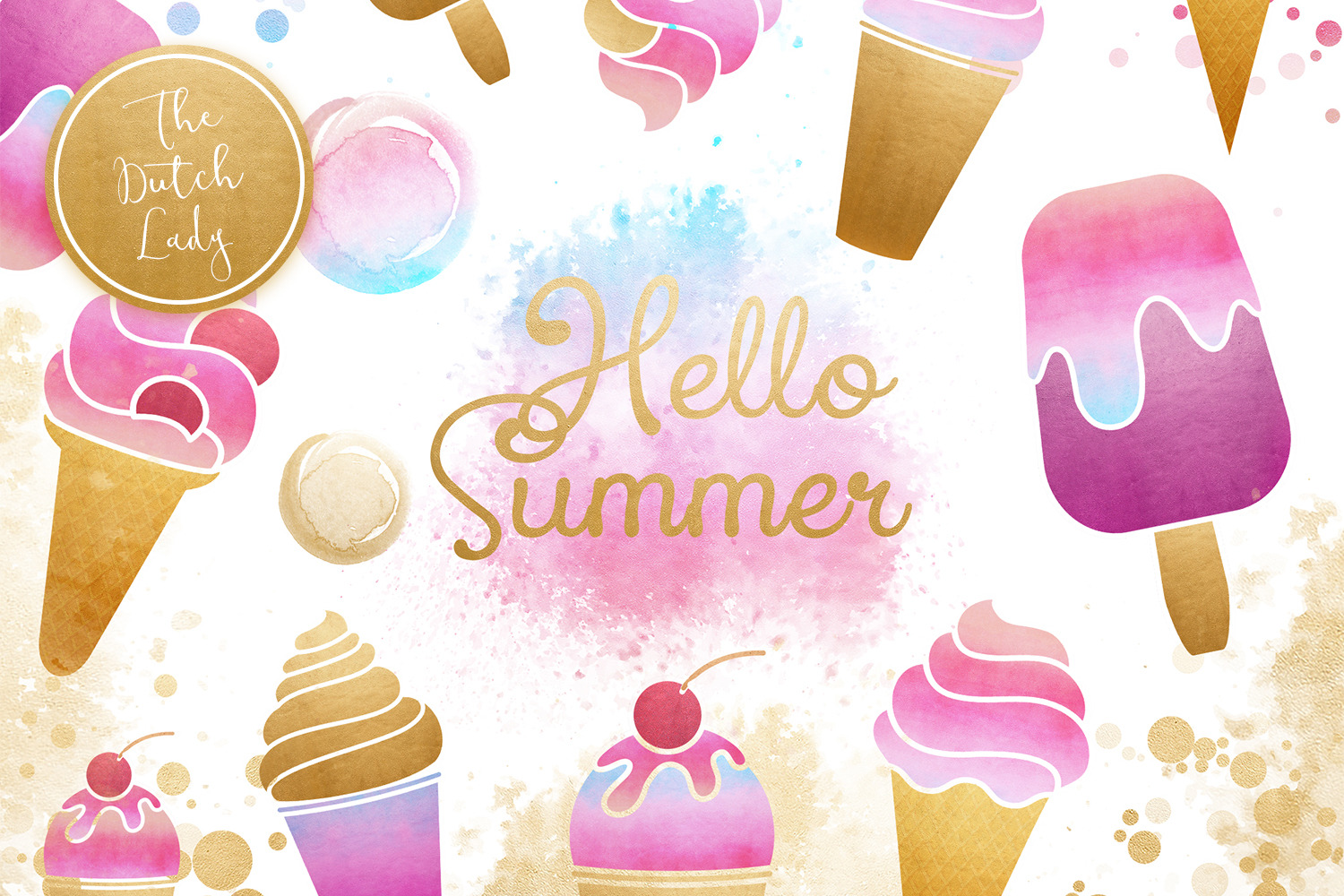 Summer Icecream & Popsicle Clipart, an Illustration by The Dutch Lady ...