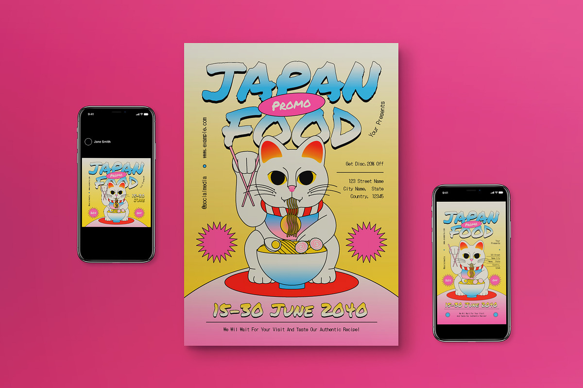 Japanese Food Promo Flyer Set, a Flyer Template by graphicook