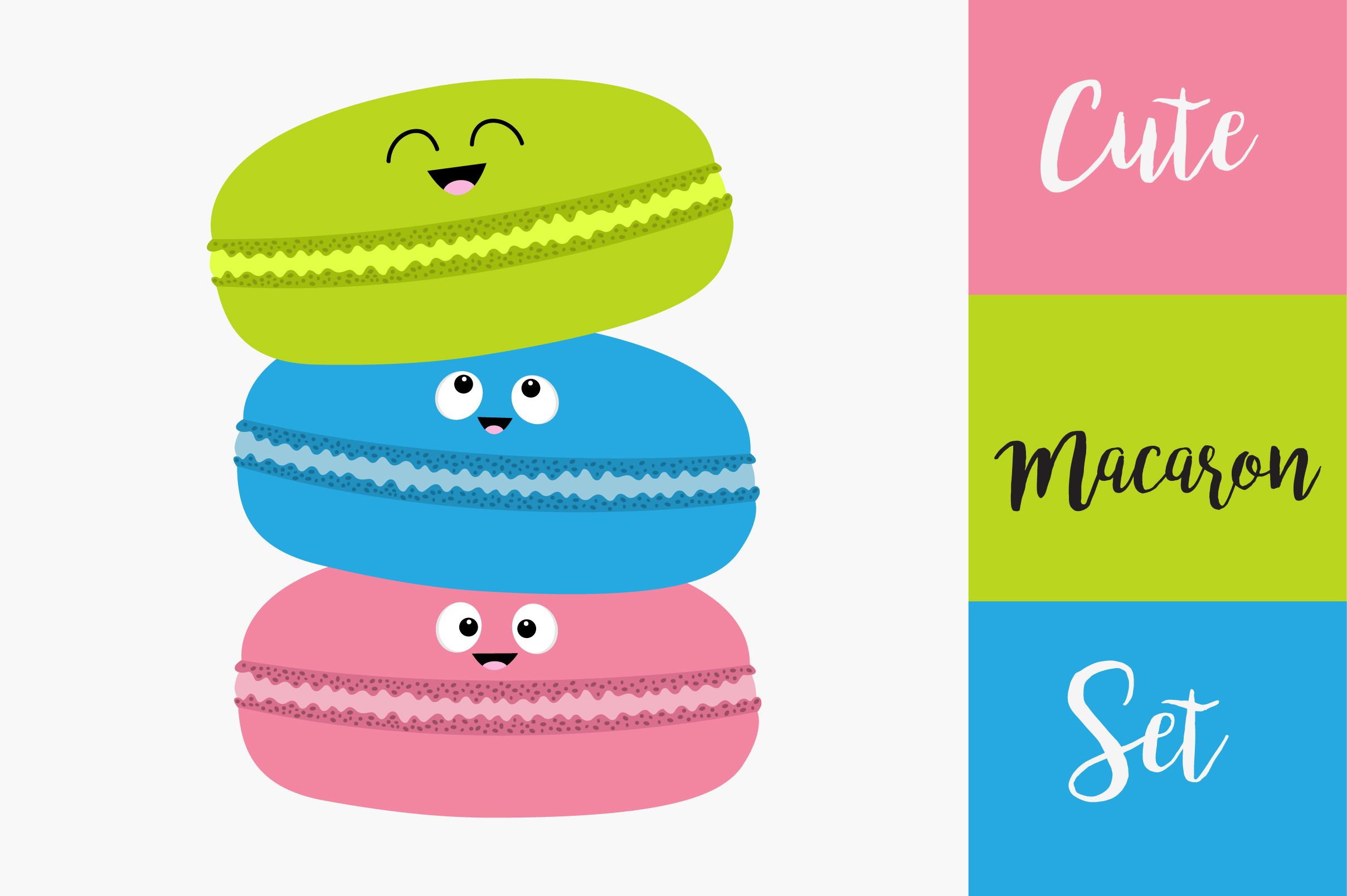 Three macaron or macaroon, a Decorative Illustration by Worldofvector