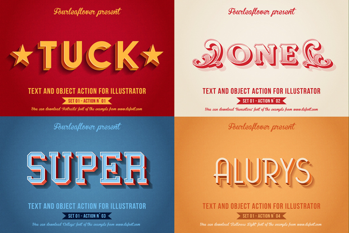 Illustrator Vector Text Effects, an Action Add-On by FourLeafLover | Creative Market