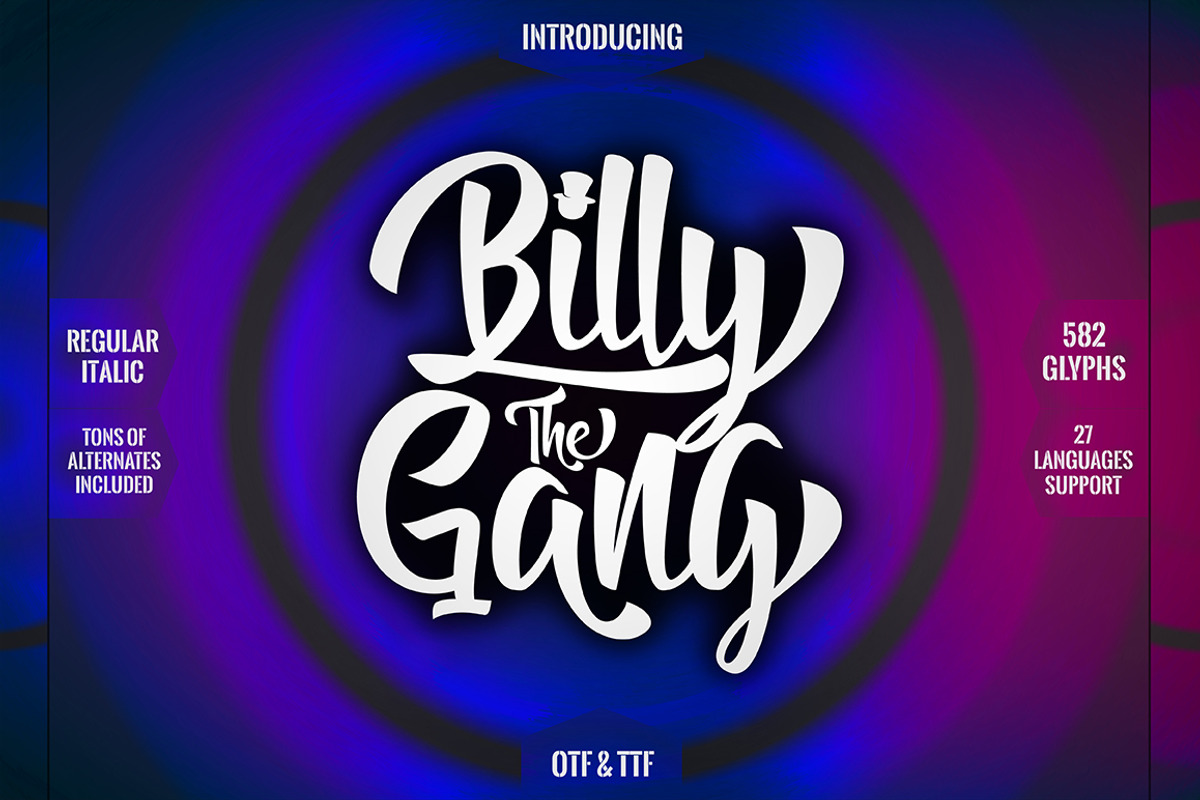 Billy The Gang, a Script Font by Motokiwo