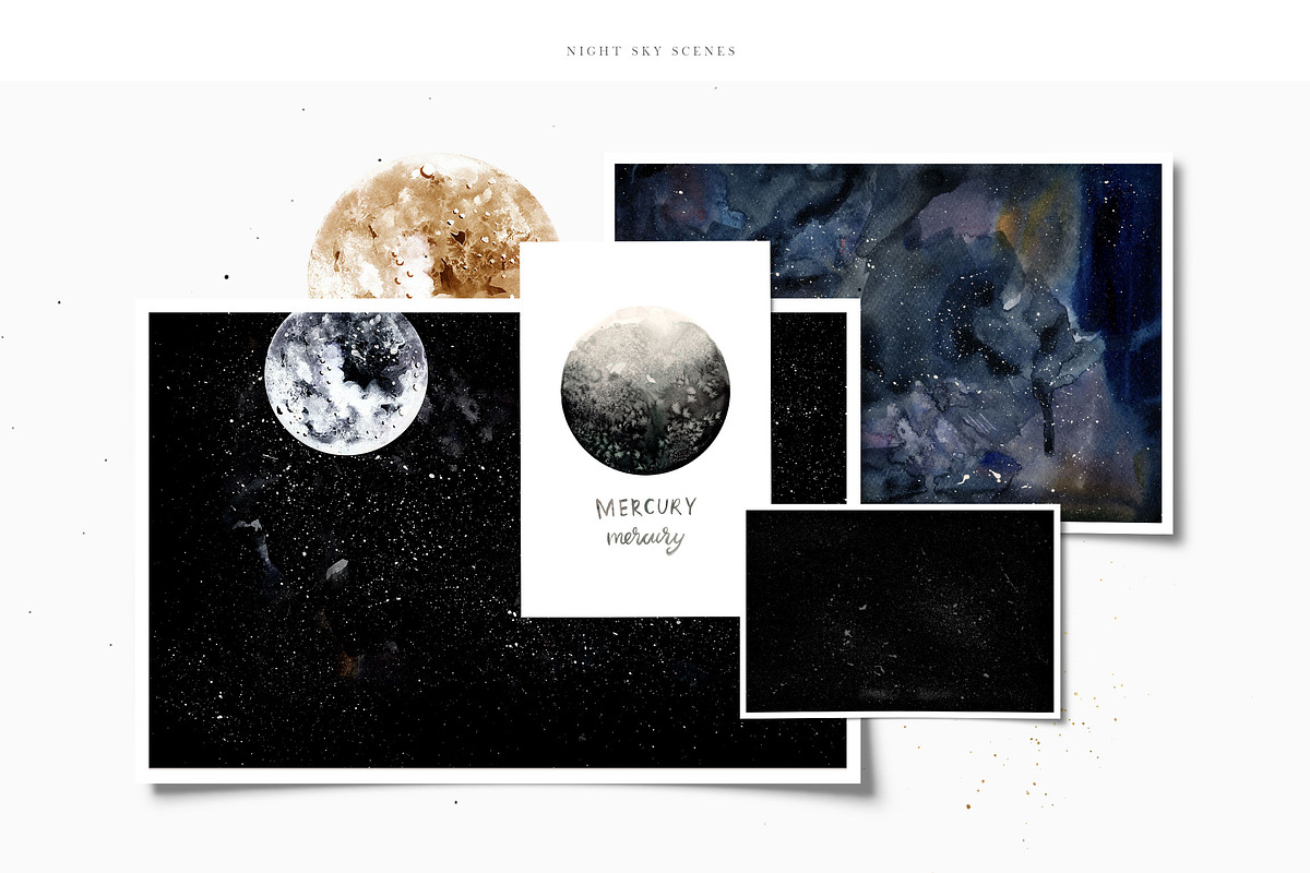 Galaxy Planets Watercolor Collection, an Education Illustration by ...
