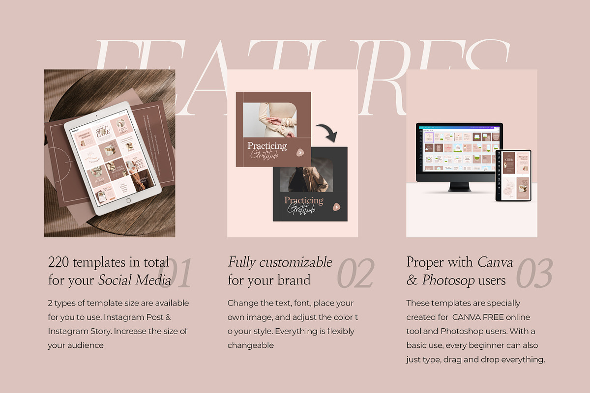 Wellness Carousel Instagram CANVA PS, a Social Media Template by Eviory