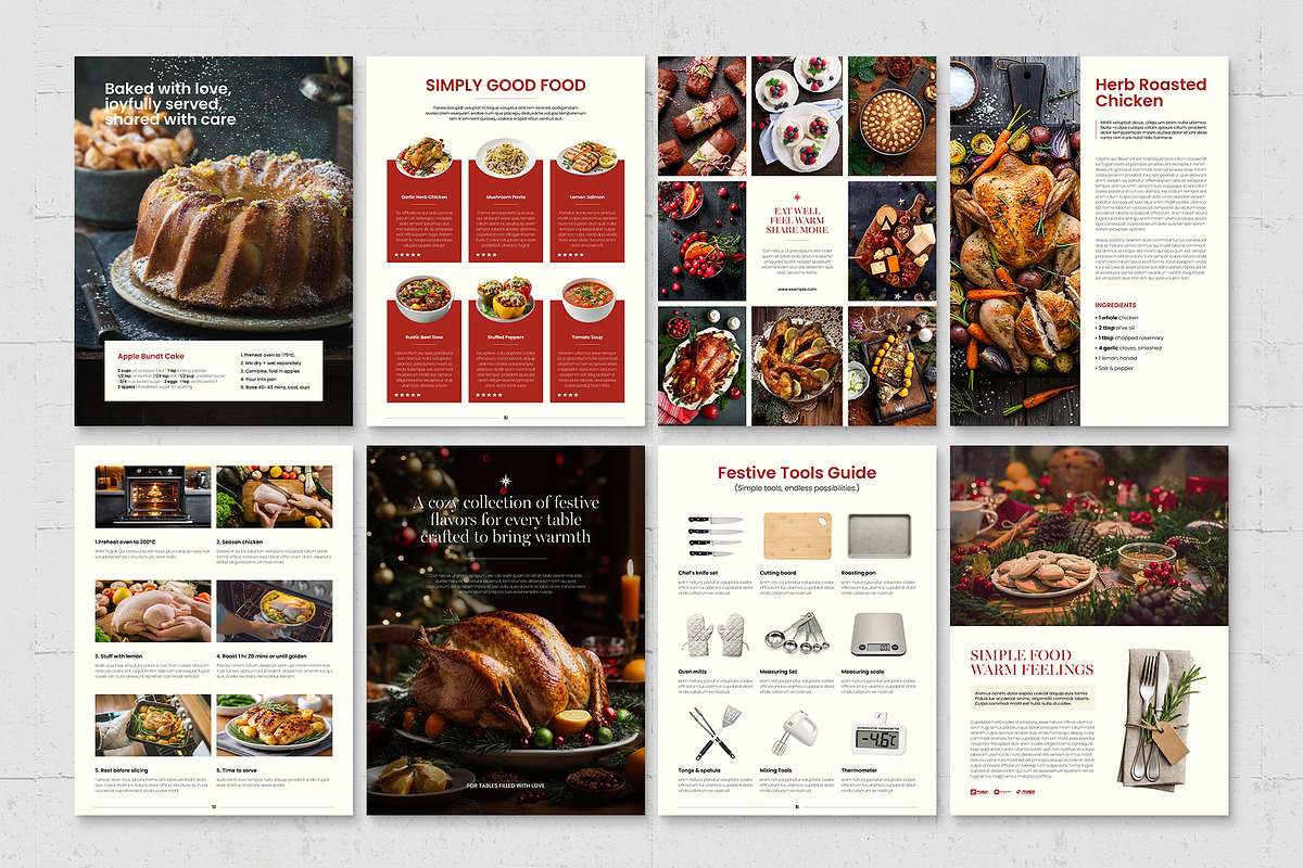 Digital Christmas Cookbook Template, a Magazine Template by BrandPacks