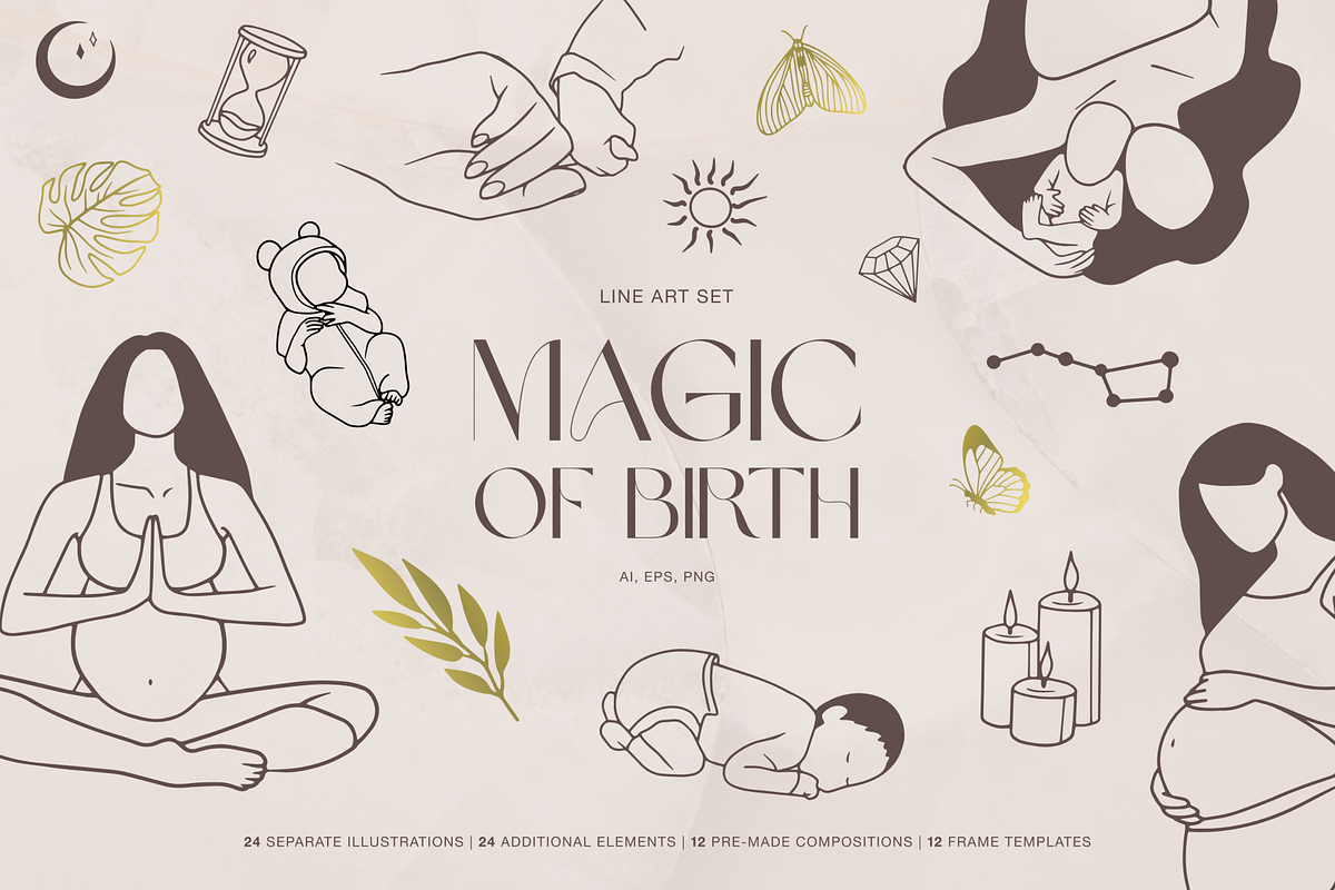 Magic Of Birth Line Art, a Person Illustration by Promo Graphics