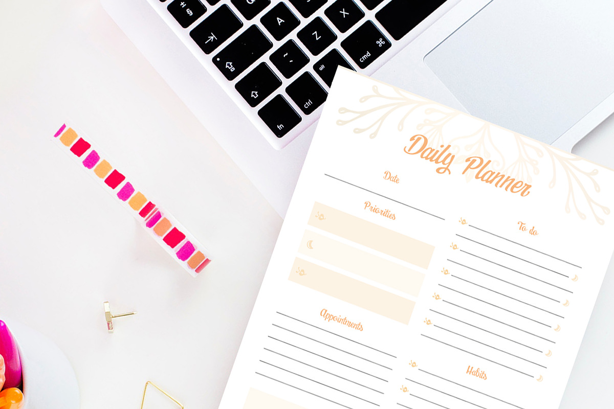Daily Planner, Day on 1 Page, a Stationery Template by TemplateLab