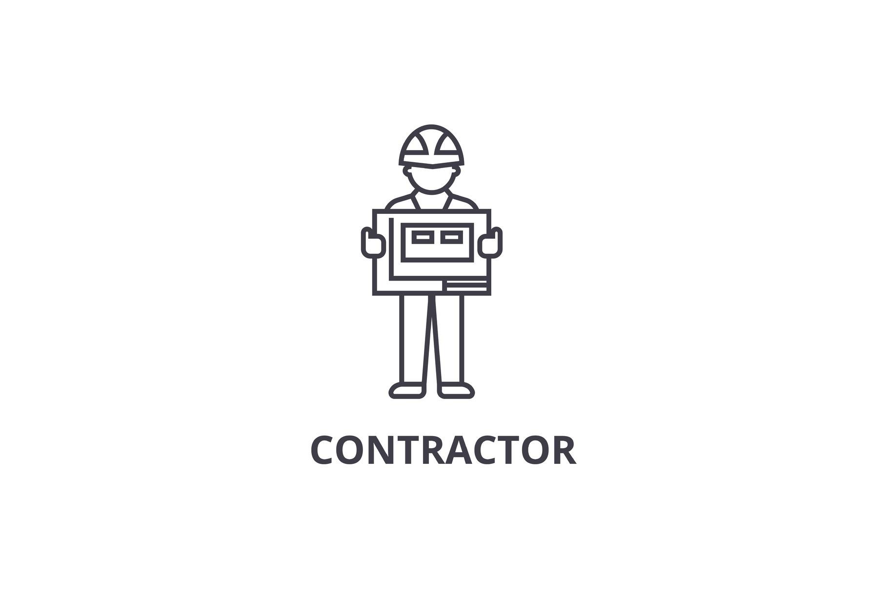 contractor vector line icon, sign, illustration on background, editable ...