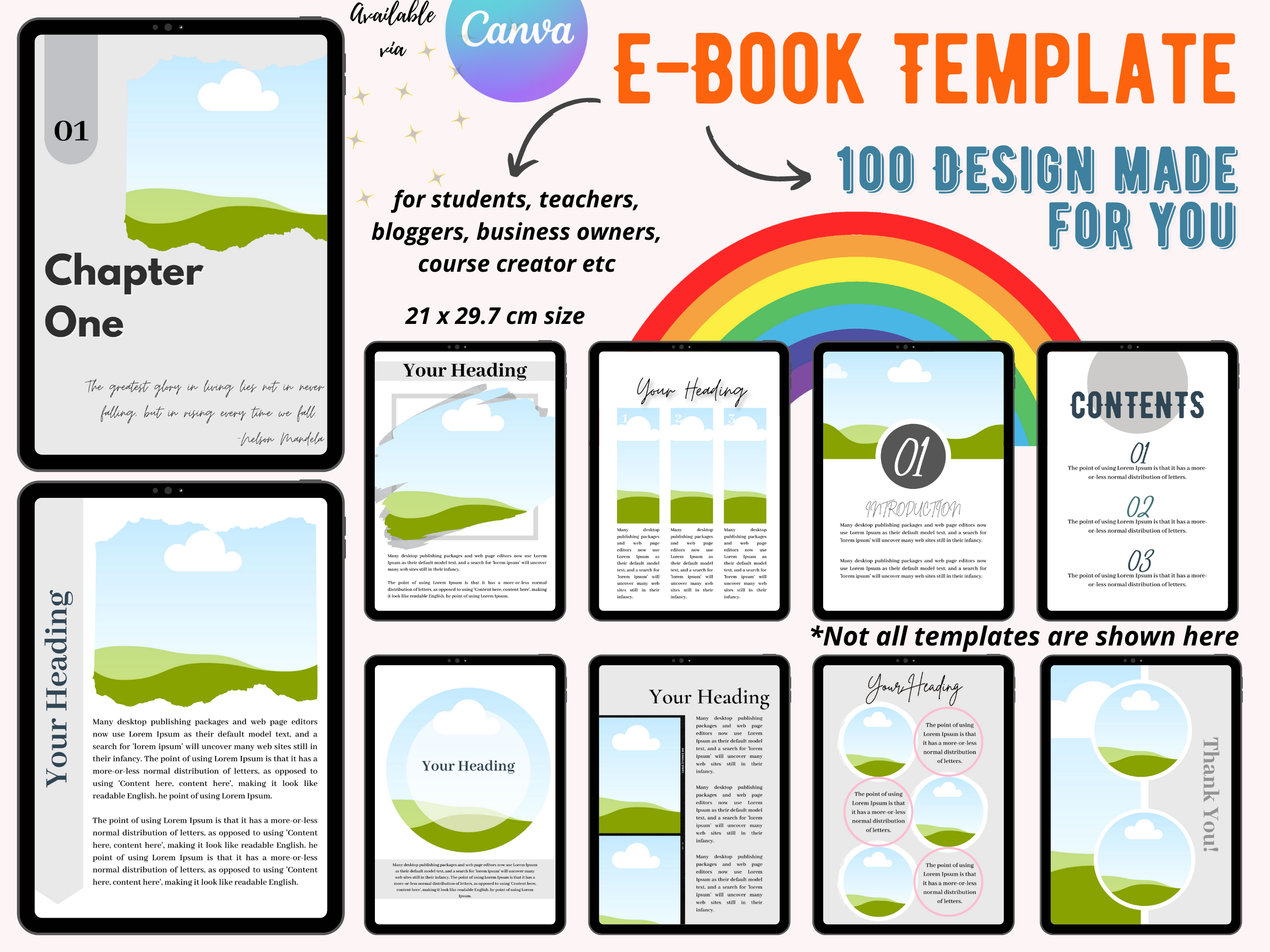 100 e-Book Templates Mockup