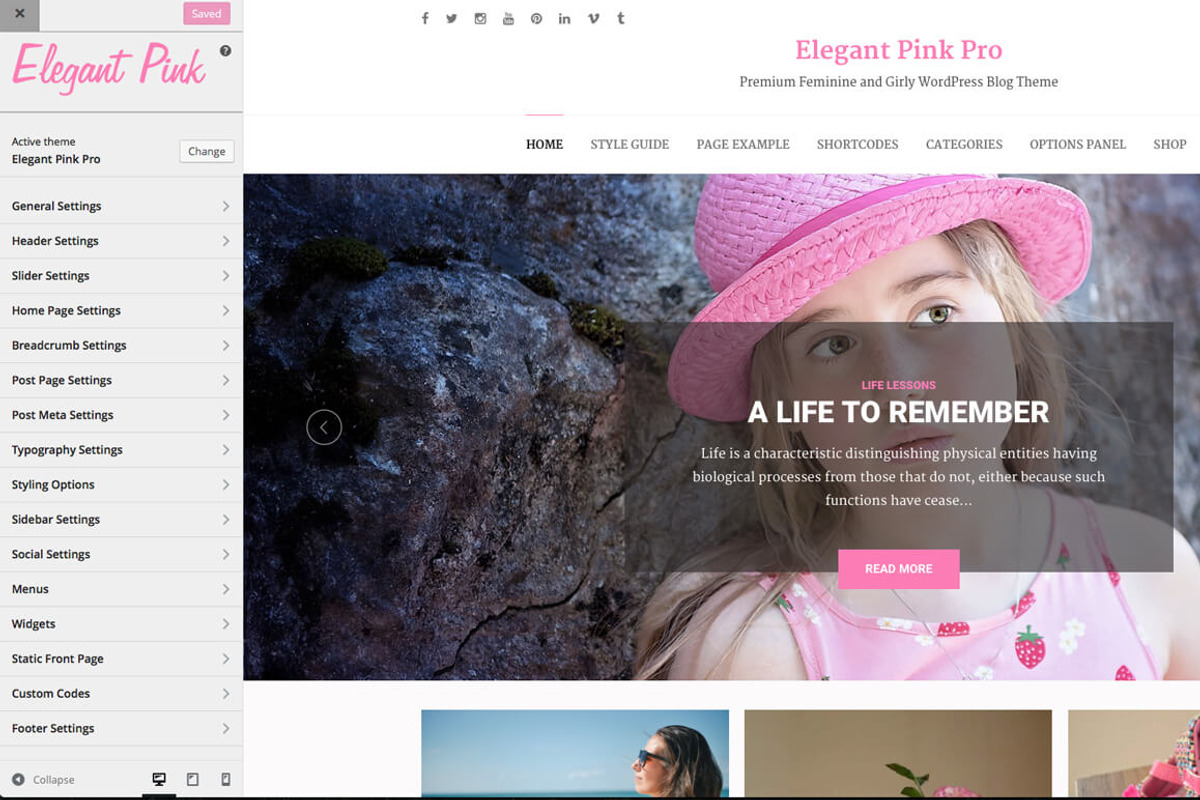 Elegant Pink Pro: Feminine Theme, a WordPress Template by Rara Theme