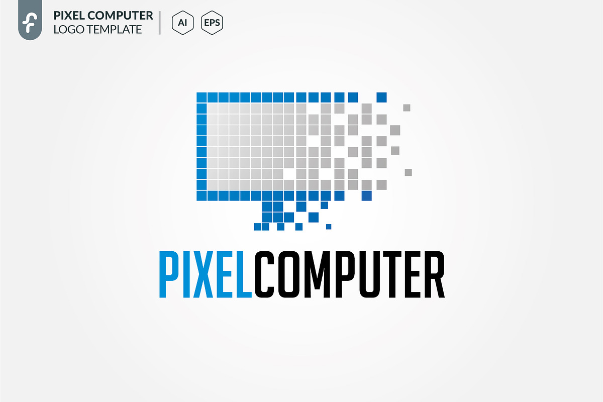 Pixel Computer Logo, a Branding & Logo Template by ft.studio