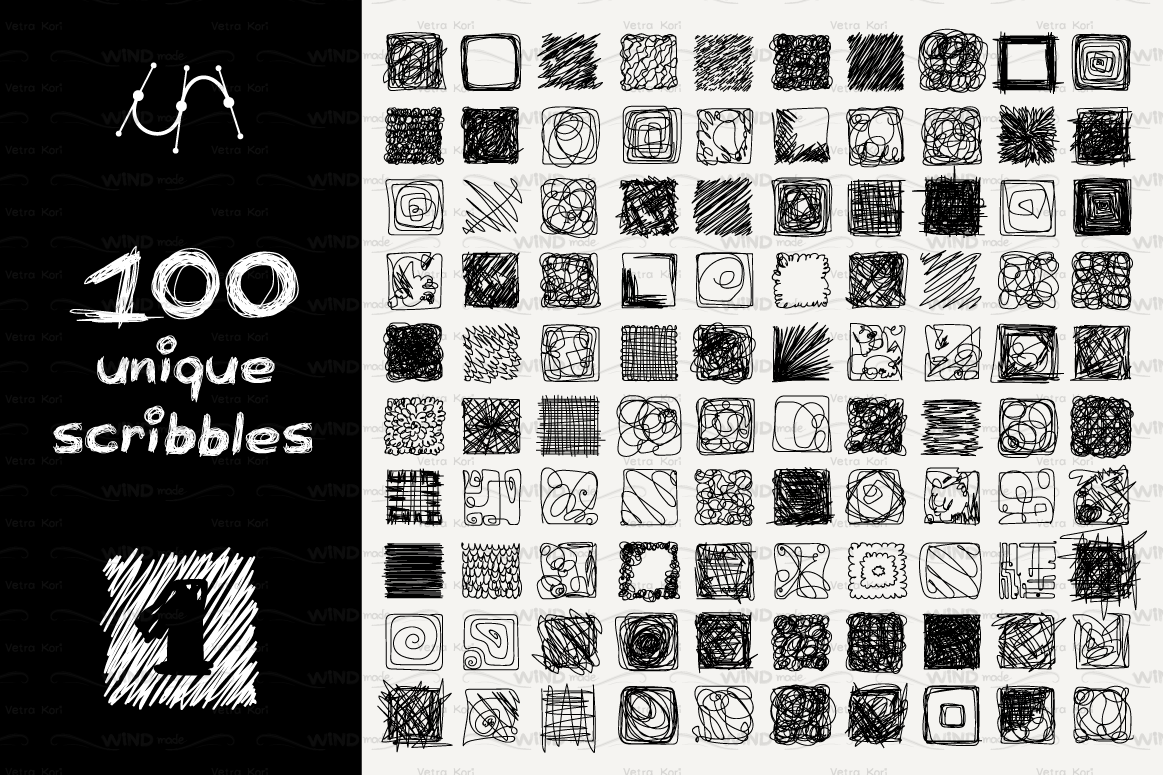 vector square SCRIBBLES Part 1, a Pattern Graphic by WINDmade