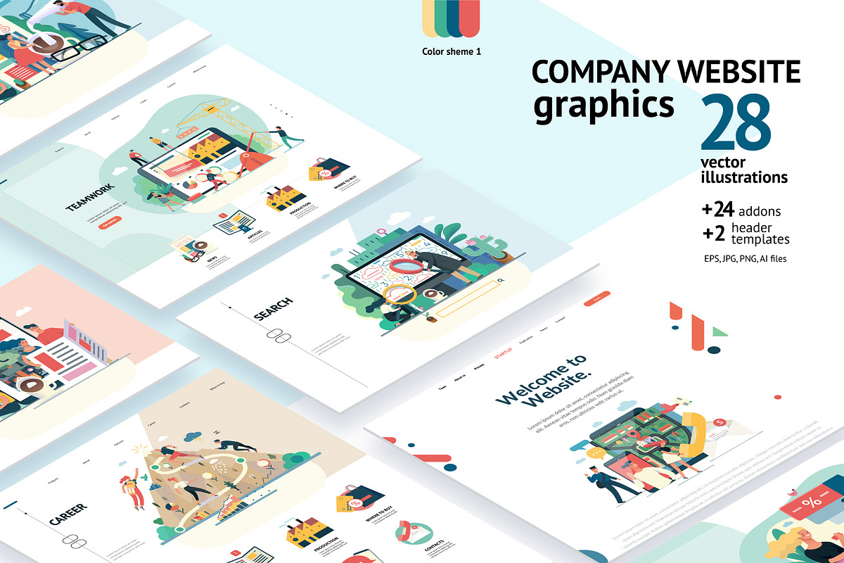 Company website vector Illustrations, a Work Illustration by Grivina's shop