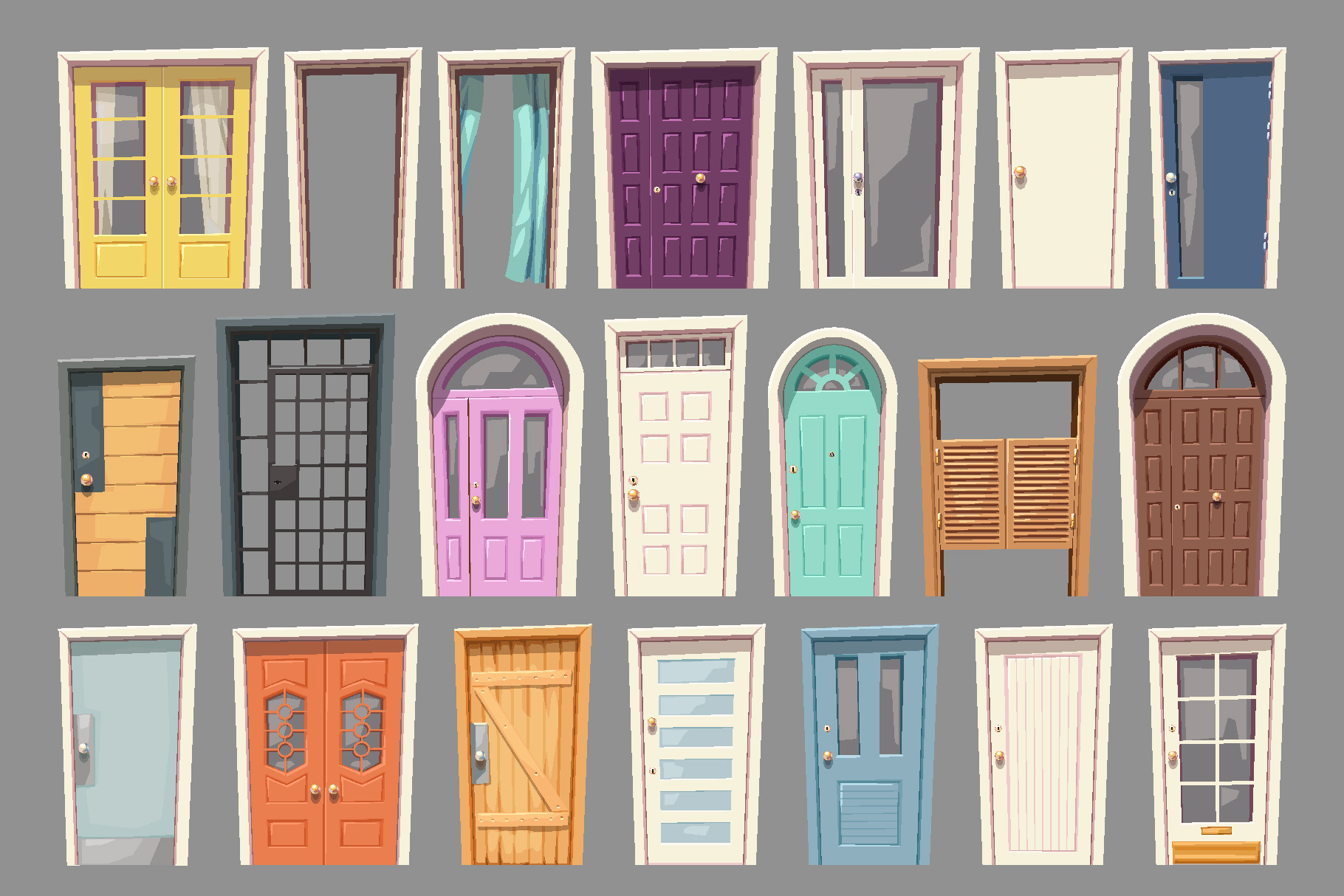 big set cartoon doors, an Object Illustration by IfH