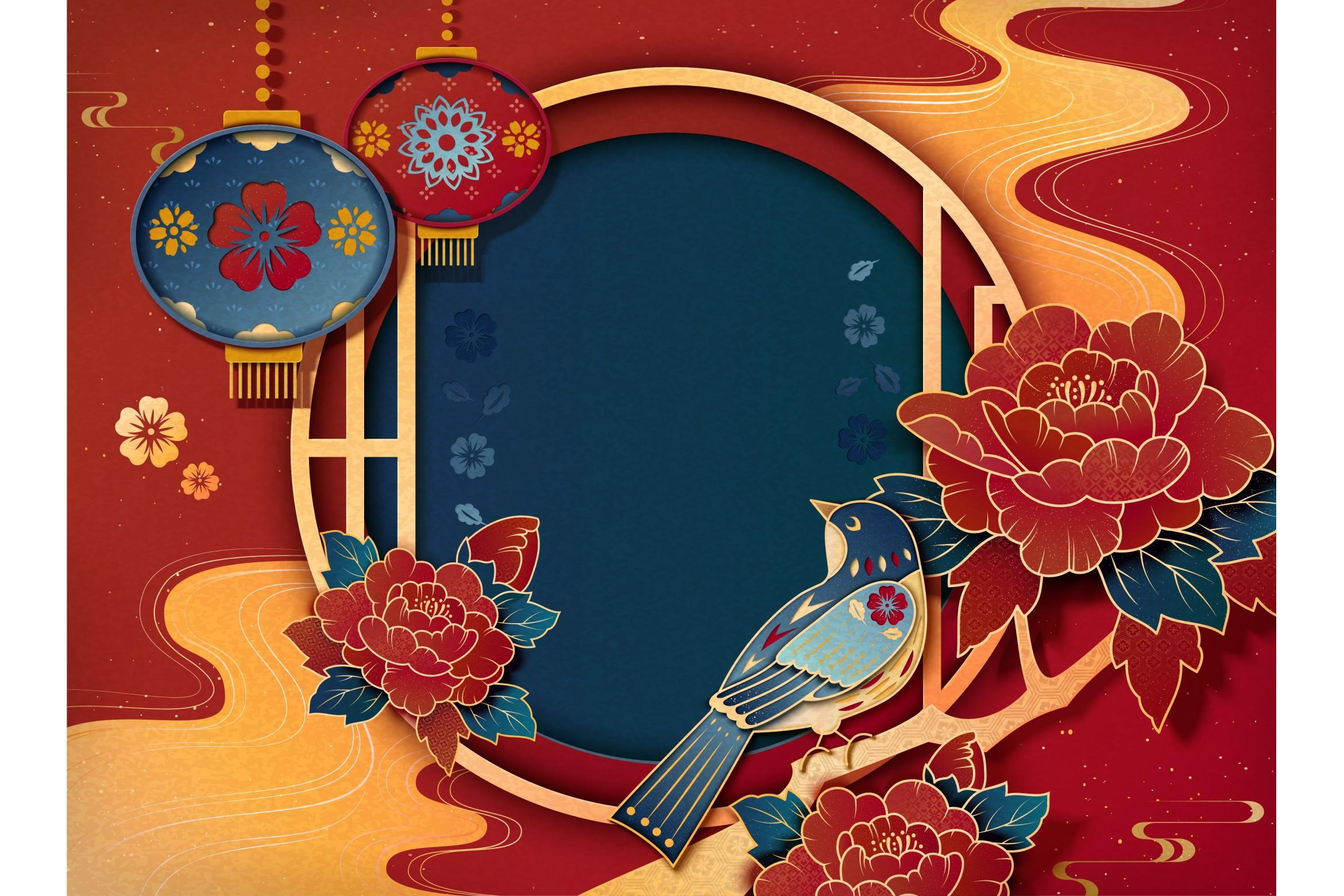 Chinese traditional background, an Illustration by TotallypicRF