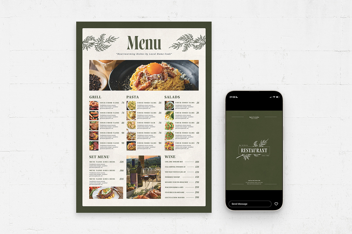 Rustic Menu Template, a Flyer Template by BrandPacks | Creative Market