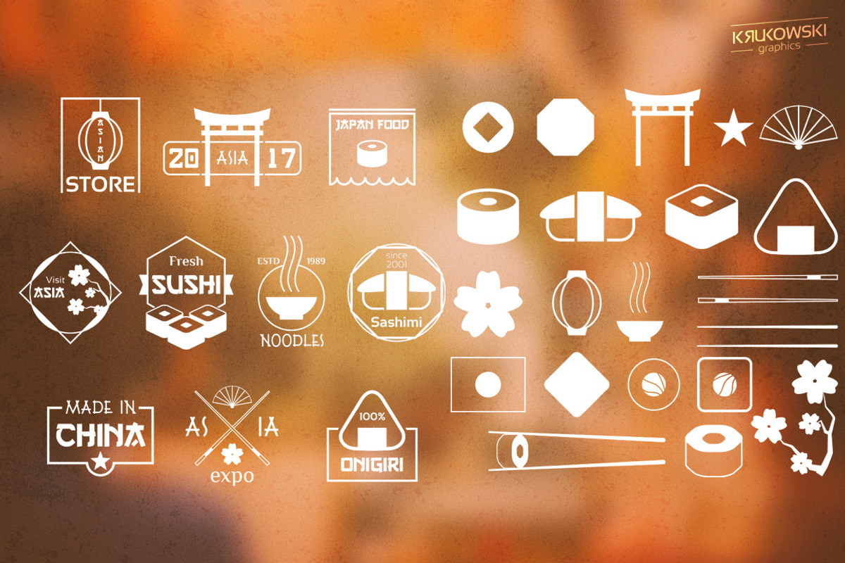 Asian Stamp Badges Logos, a Branding & Logo Template by Krukowski Graphics