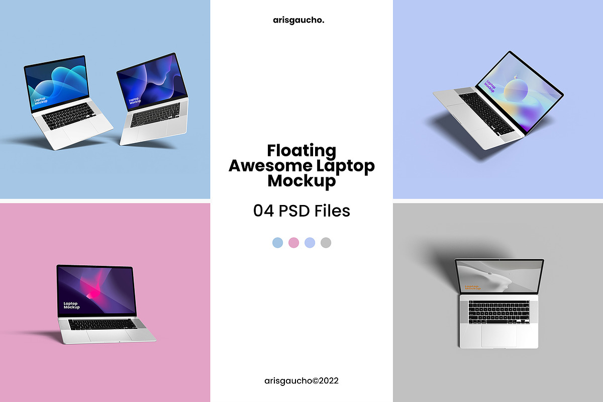 Floating Awesome Laptop Mockup