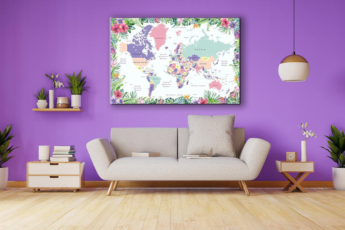 world map illustration with countries | Creative Market