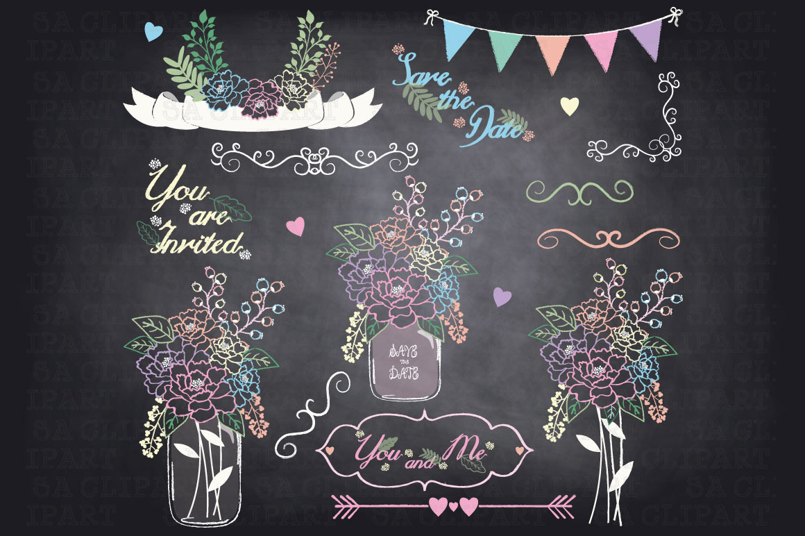 Chalkboard Mason jar Clipart, an Illustration by SA ClipArt | Creative ...