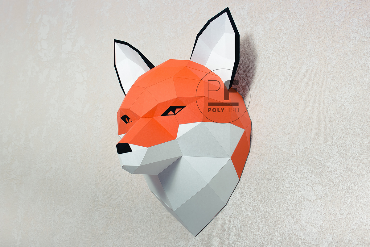 DIY Fox Head 3D model template, a Graphic by PolyFish