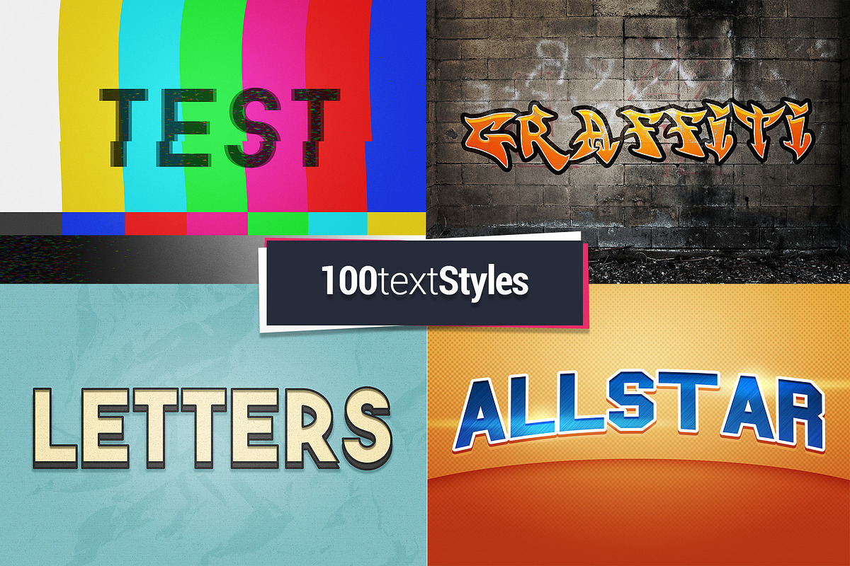100 Text Styles PSD Effects Bundle, a Layer Style Add-On by Krukowski ...