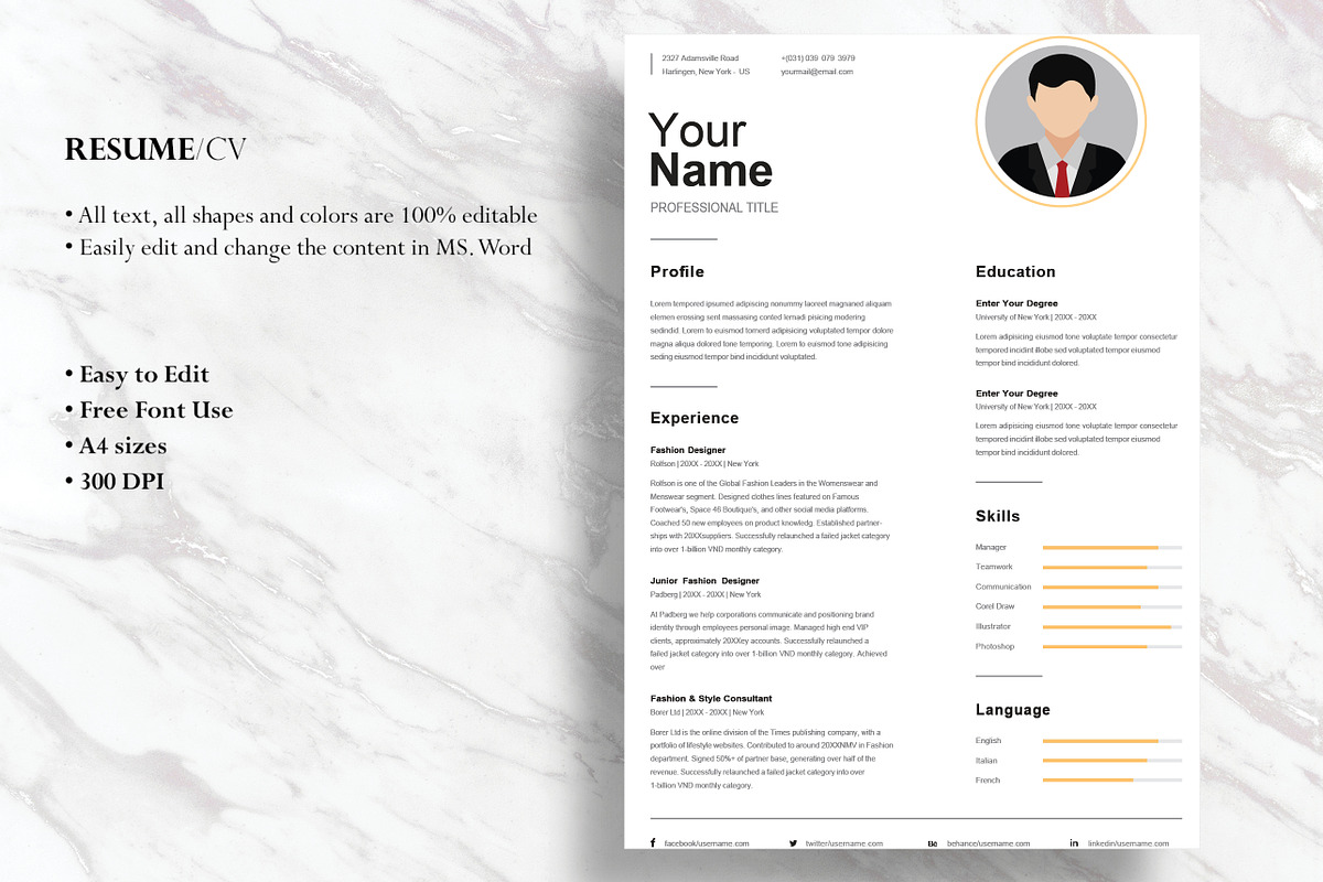 A4 Curriculum Vitae Template Pack, a Resume Template by Blue Digital Studio