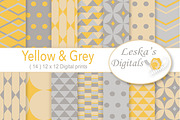 Grey & Yellow Digital Paper Pack, a Pattern Graphic by Leska's Digitals