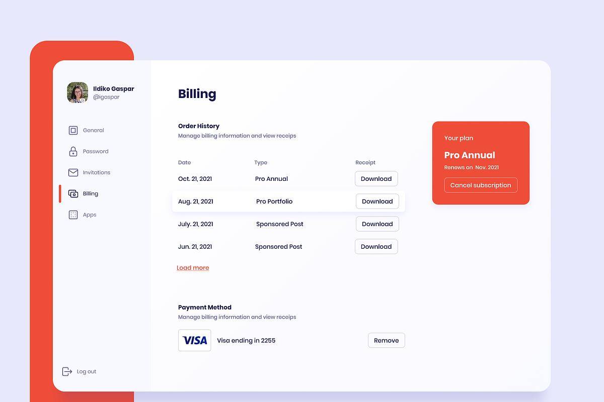 Figma Billing Page