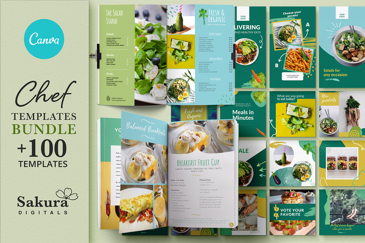 Chef & Restaurant Templates Bundle, a Social Media Template by Sakura ...