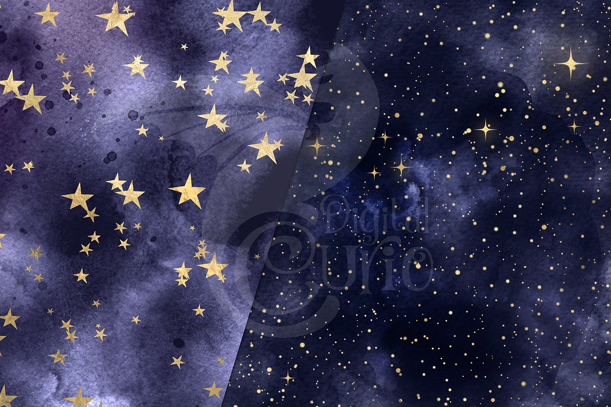 Starry Watercolor Digital Paper, a Texture Graphic by Digital Curio ...