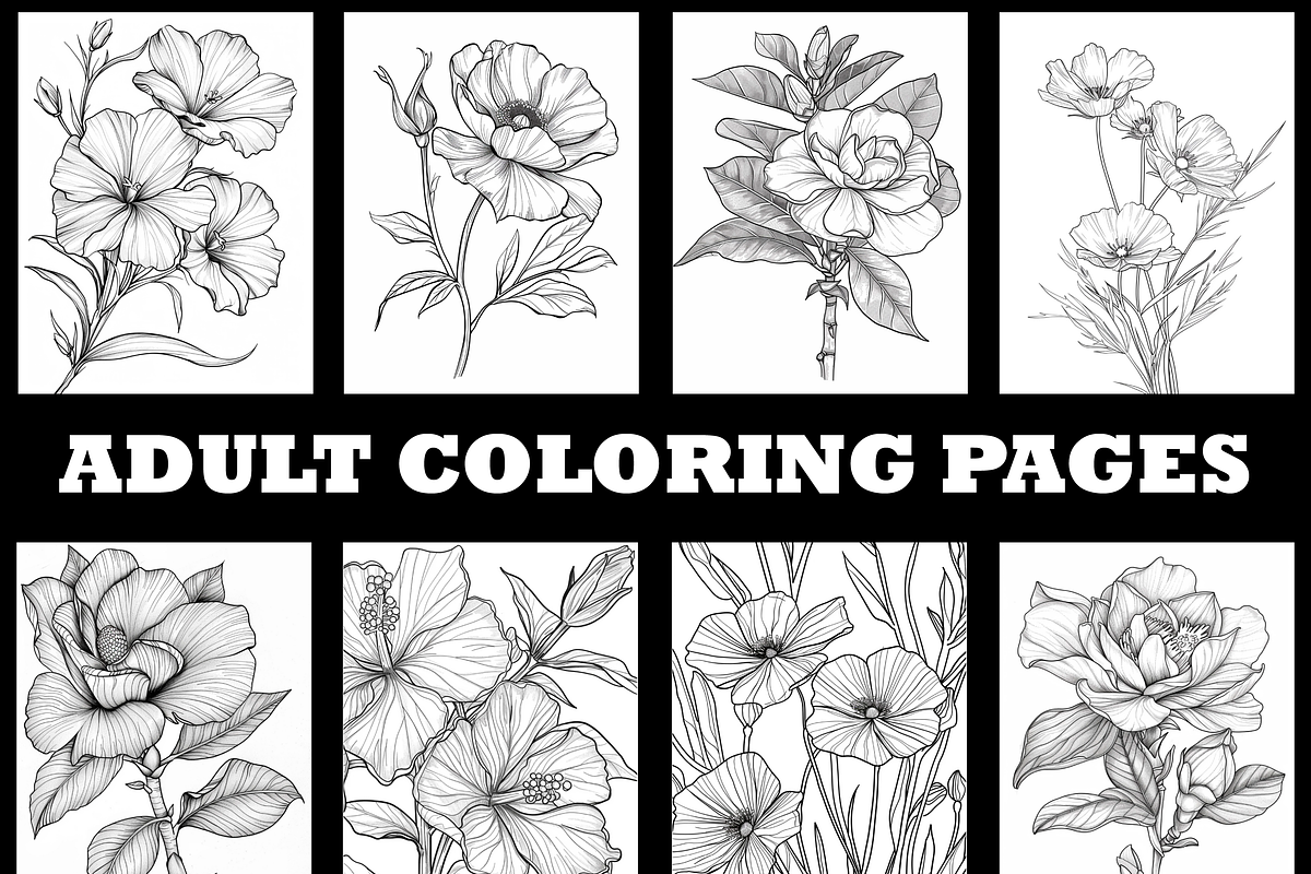 Flower Coloring Book for Adults, an Animal Illustration by Design Zone