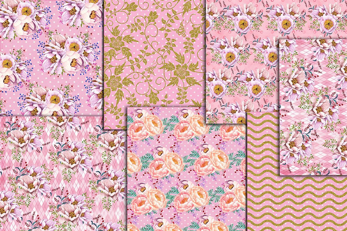 Floral digital paper pack, a Pattern Graphic by chilipapers | Creative ...