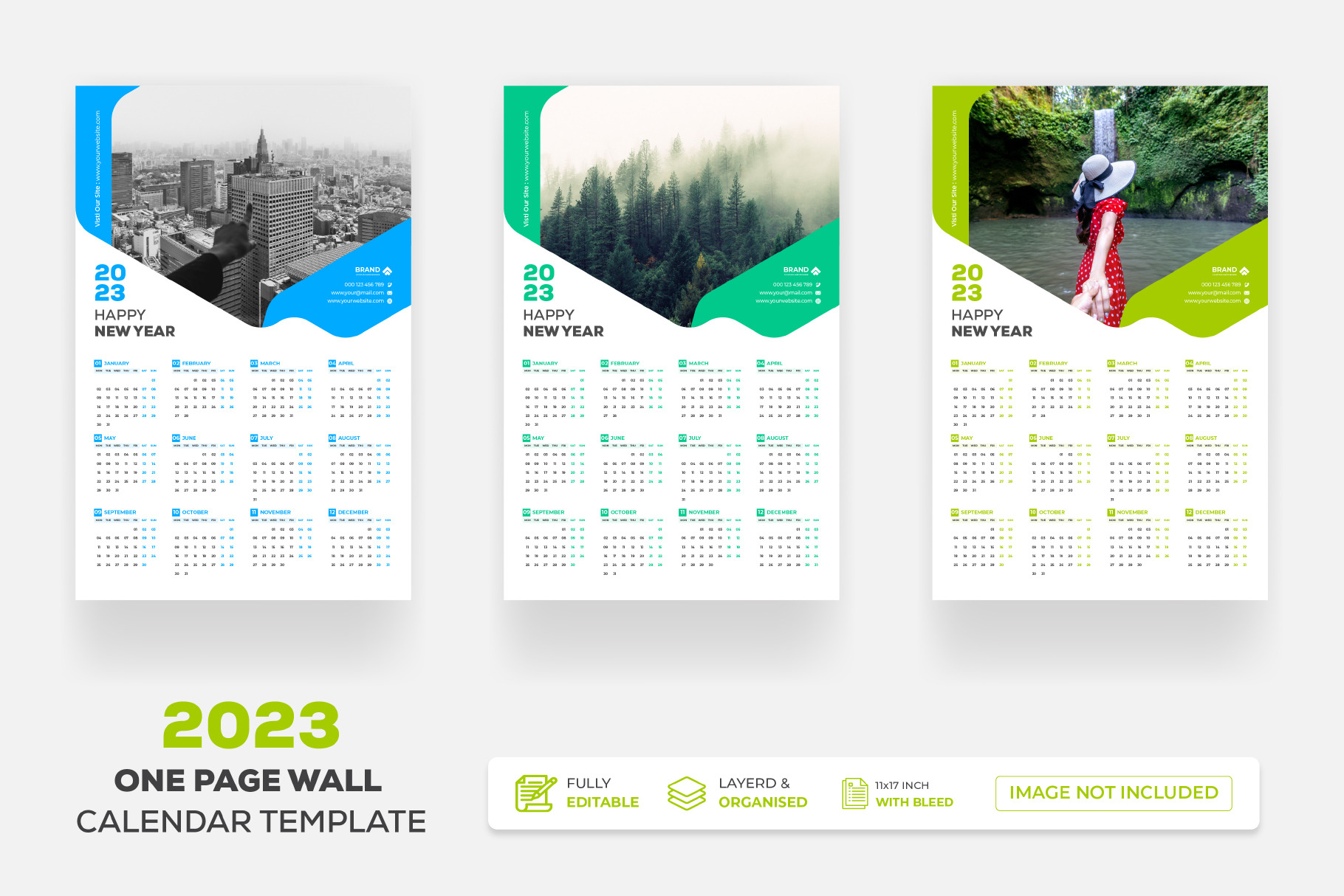 One Page Wall Calendar 2023, a Templates & Theme by Mk_Studio