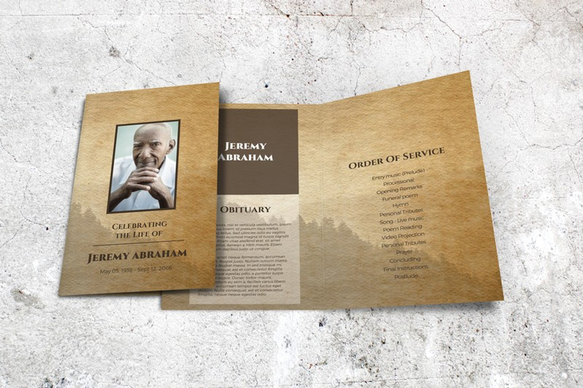 Cardboard Style Funeral Program, a Brochure Template by Final Tribute ...